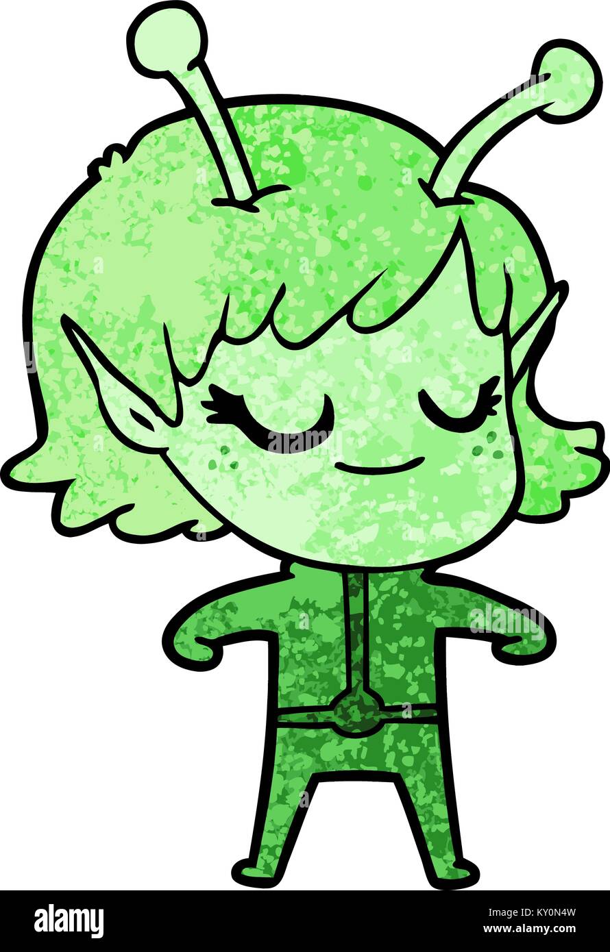 smiling alien girl cartoon Stock Vector Image & Art - Alamy