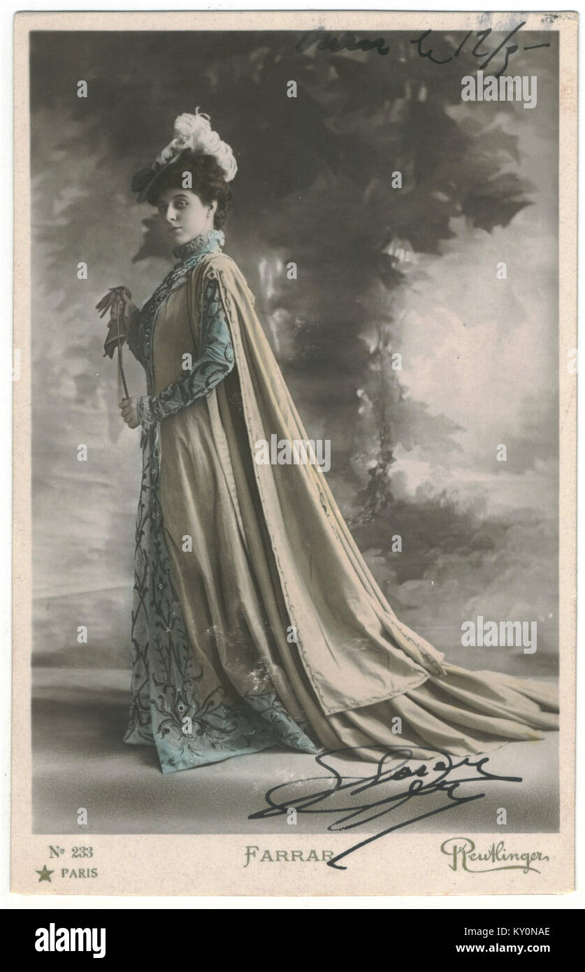 This refers to a photograph of Geraldine Farrar, an American opera ...