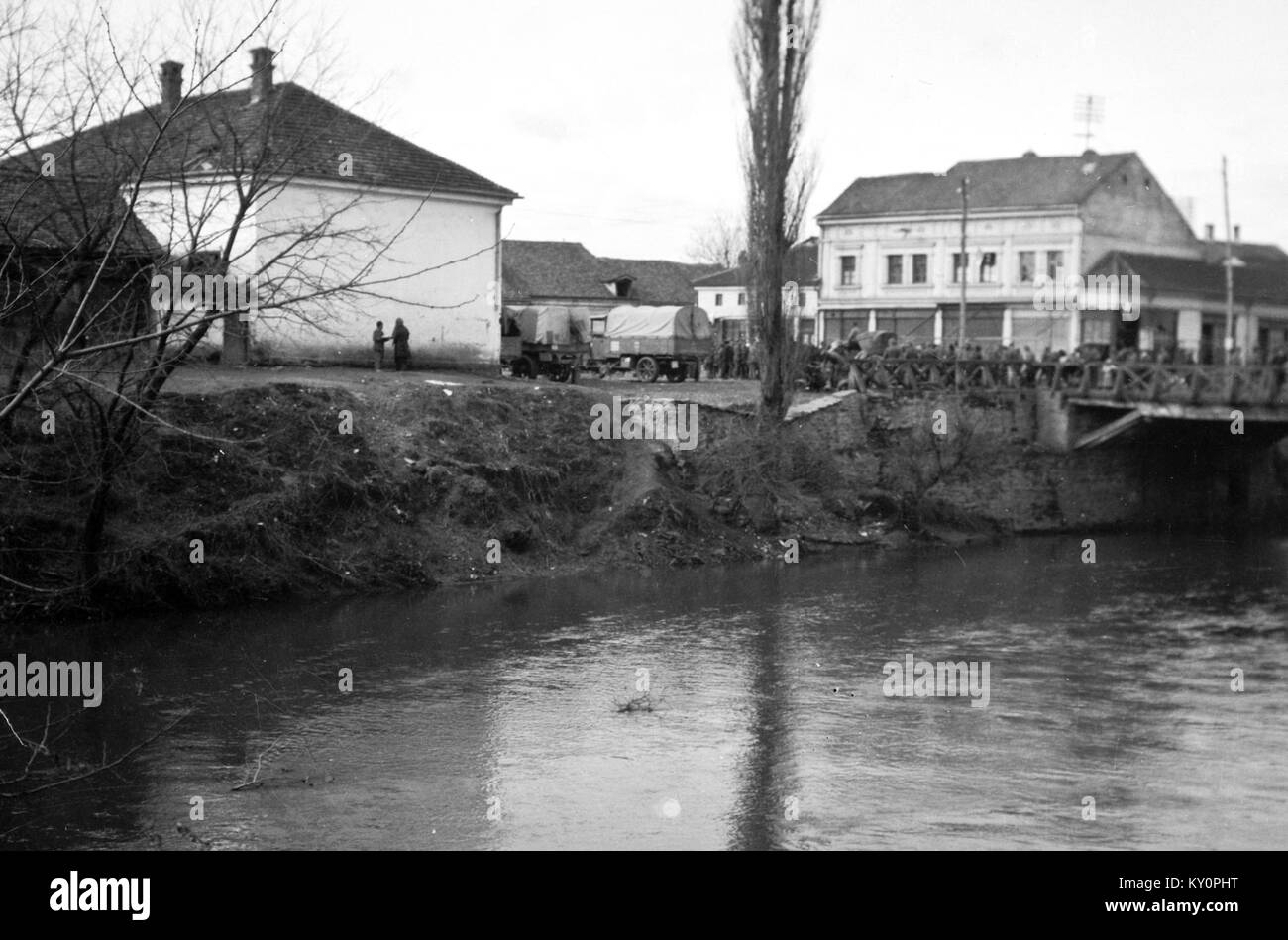 A photograph of the bridge over the Veternica River in Serbia, looking ...