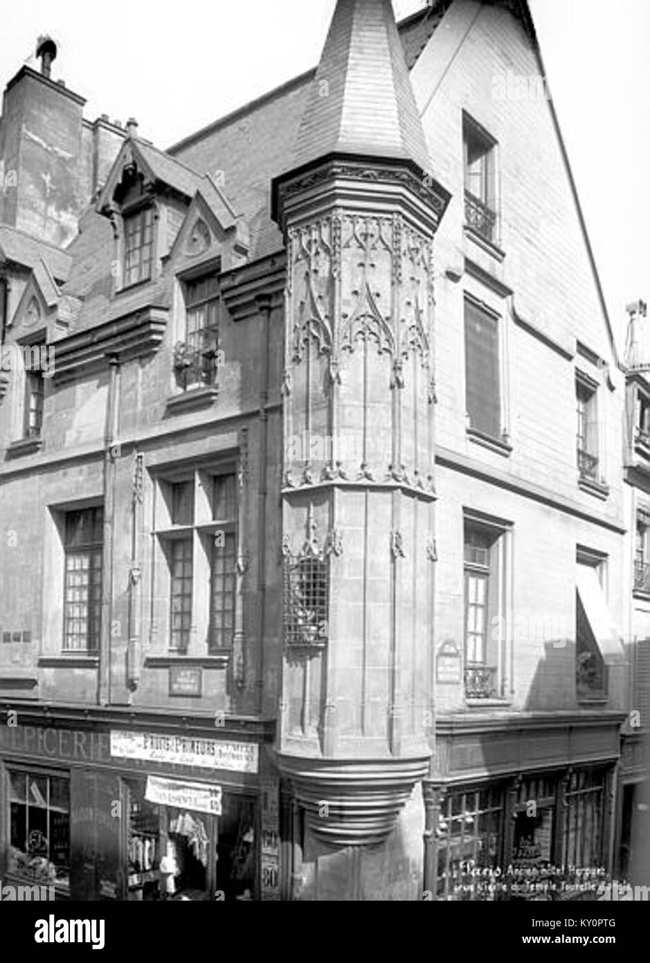 Hôtel Hérouet in Paris 3rd arrondissement features a corner turret ...