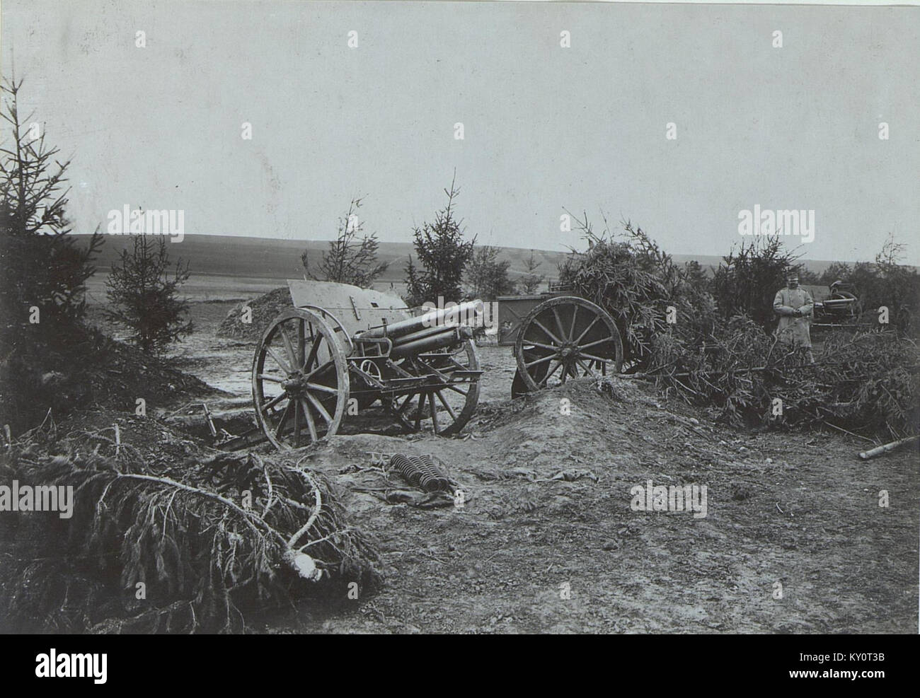 The image depicts a German field battery north of Burkanow during ...