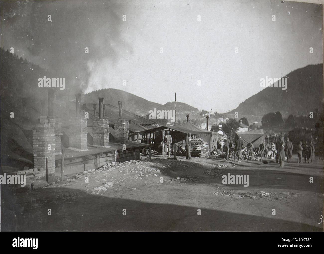 The photograph from September 2, 1917, captures a field bakery in ...