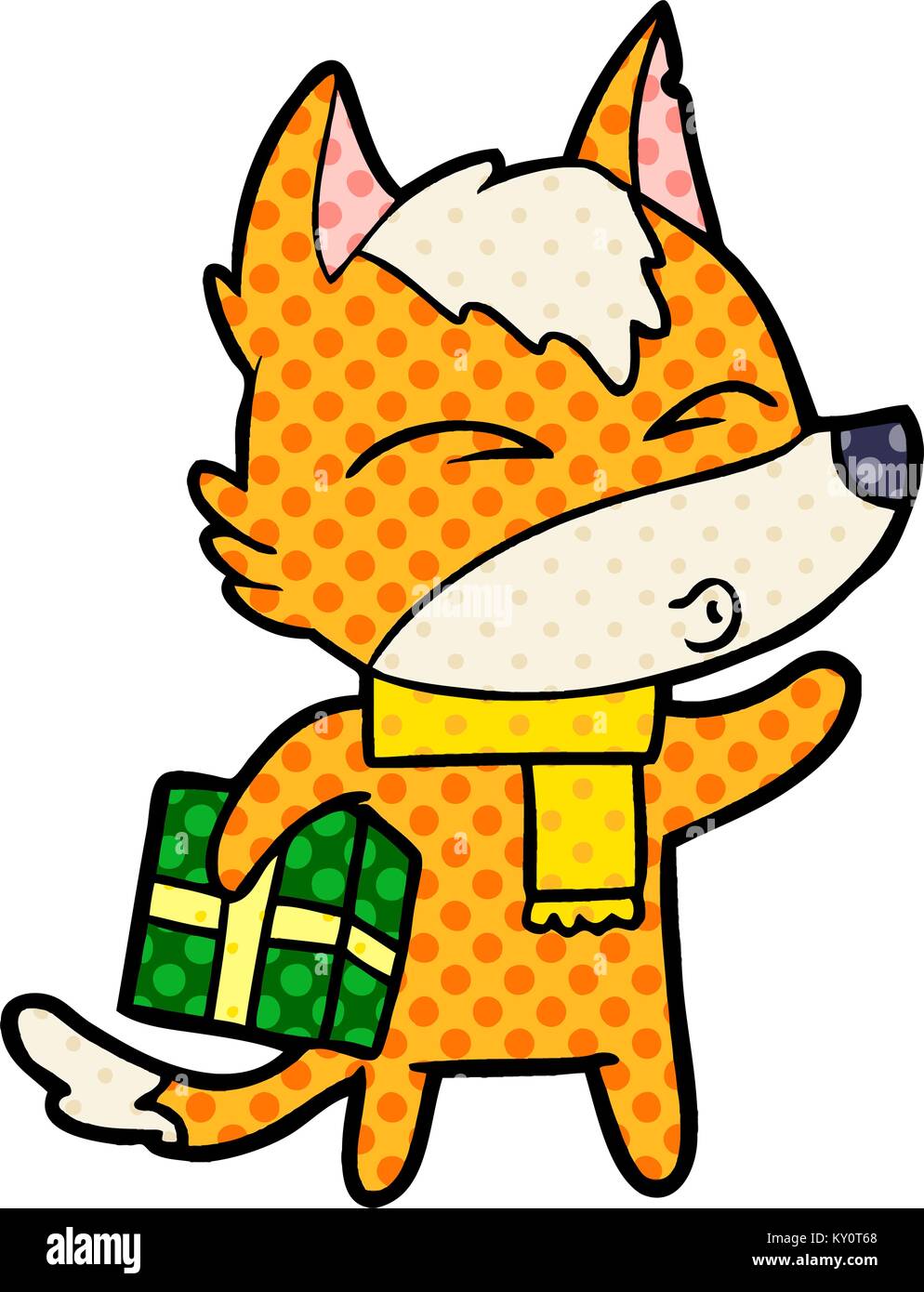 fox cartoon character with present Stock Vector Image & Art - Alamy