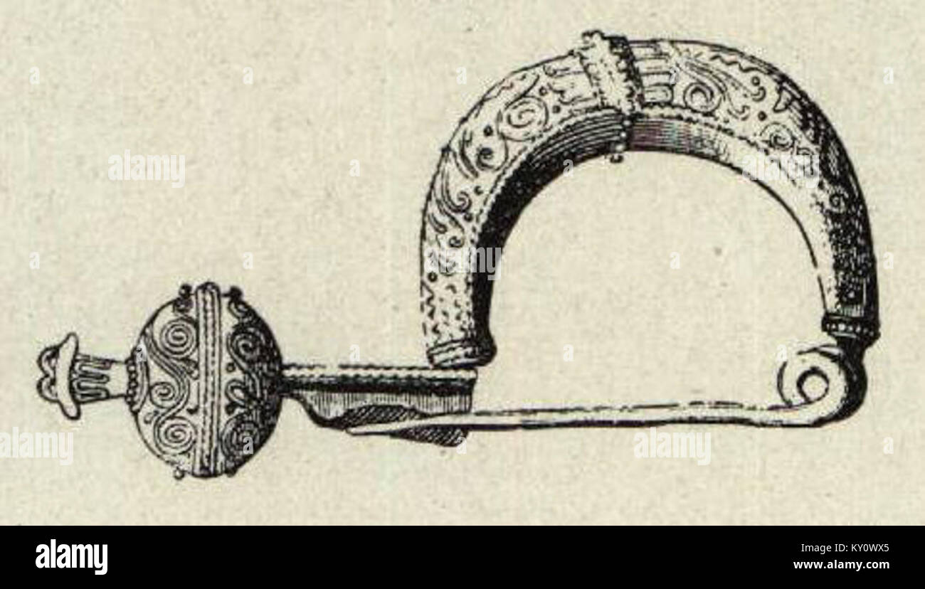 This description from the 'Nordisk familjebok' details a gold fibula, a ...