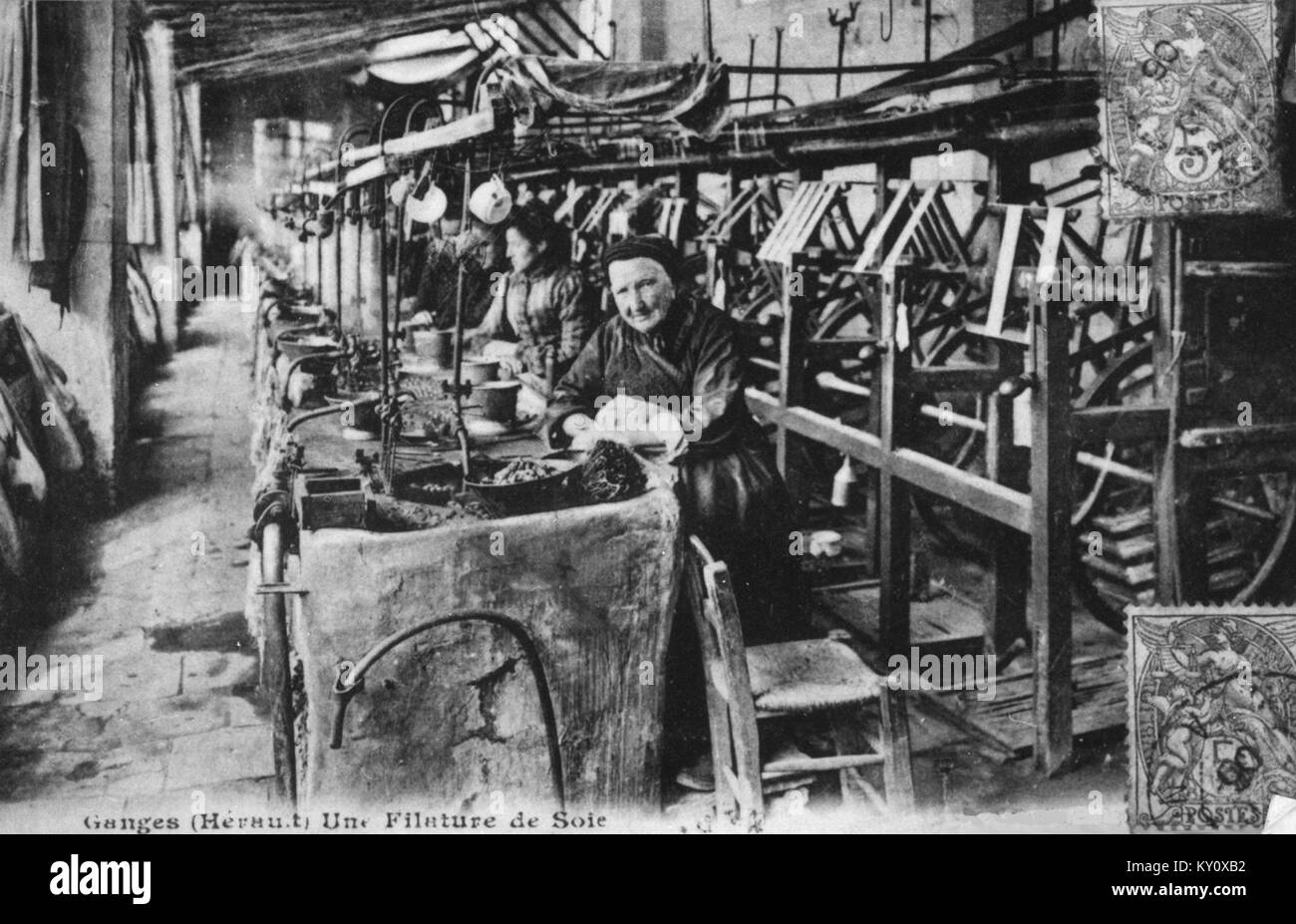 This image captures the silk spinning process (filature de la soie ...