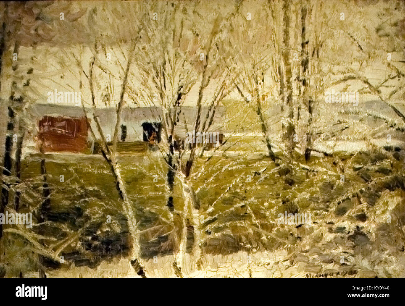 'First Snow' is a painting by the Hungarian artist Mednyánszky. It ...