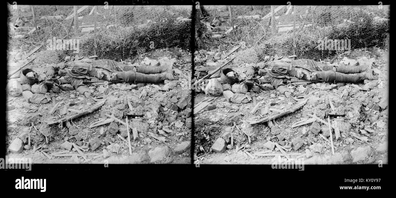 A photograph from the aftermath of World War I, showing a German ...