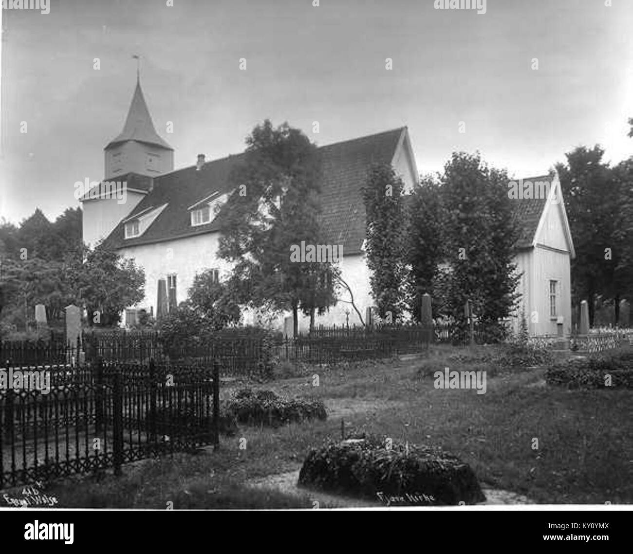 A 1912 photograph by Anders Beer Wilse depicting Fjære Church in ...