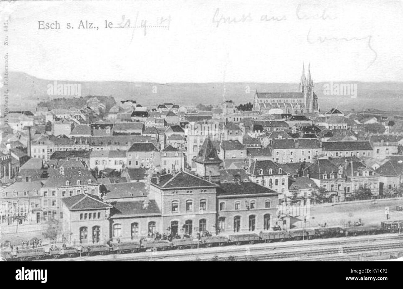 A panoramic photograph of Esch-sur-Alzette, Luxembourg, featuring the ...