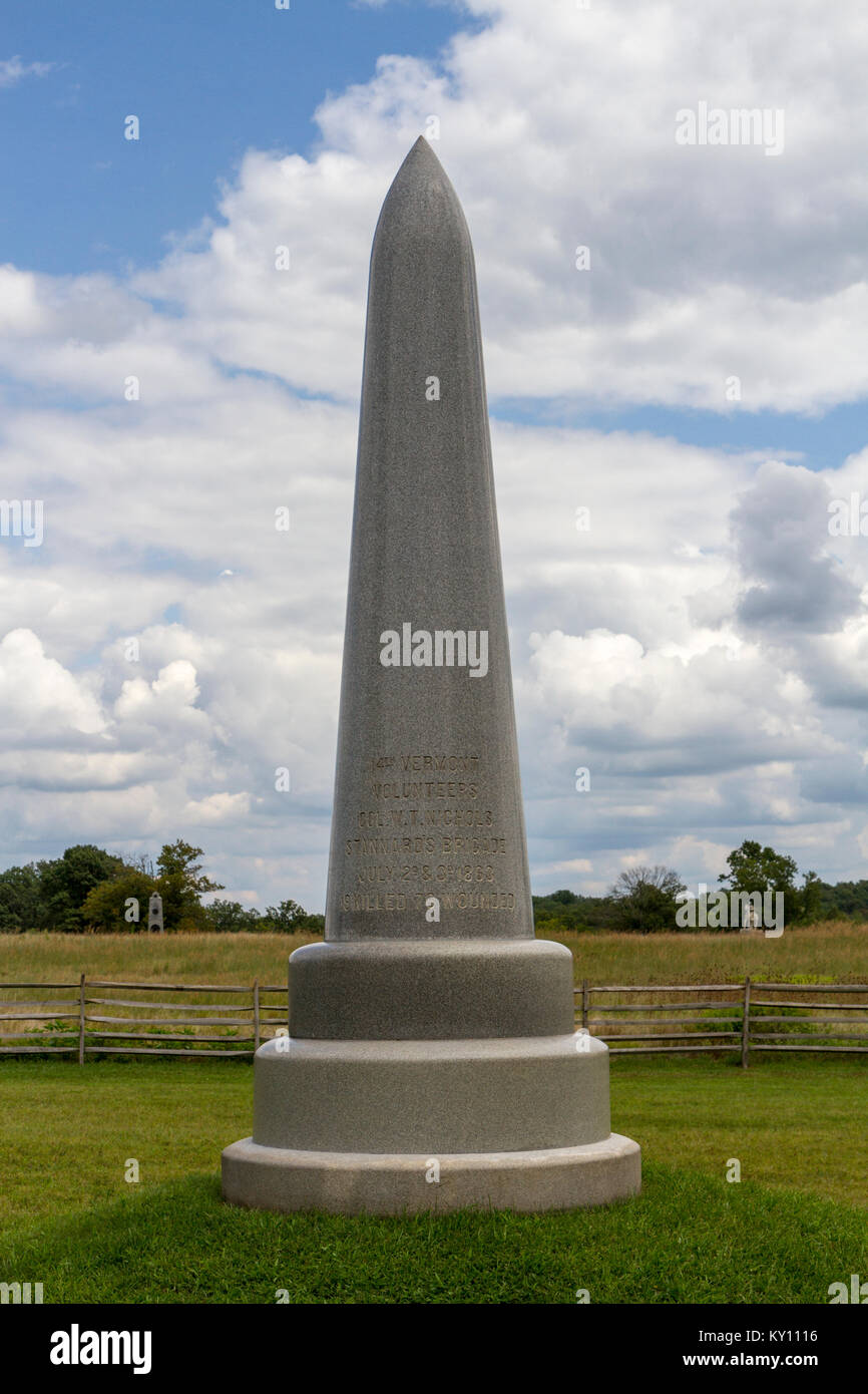 The 14th Vermont Infantry Monument, Gettysburg National Military Park ...