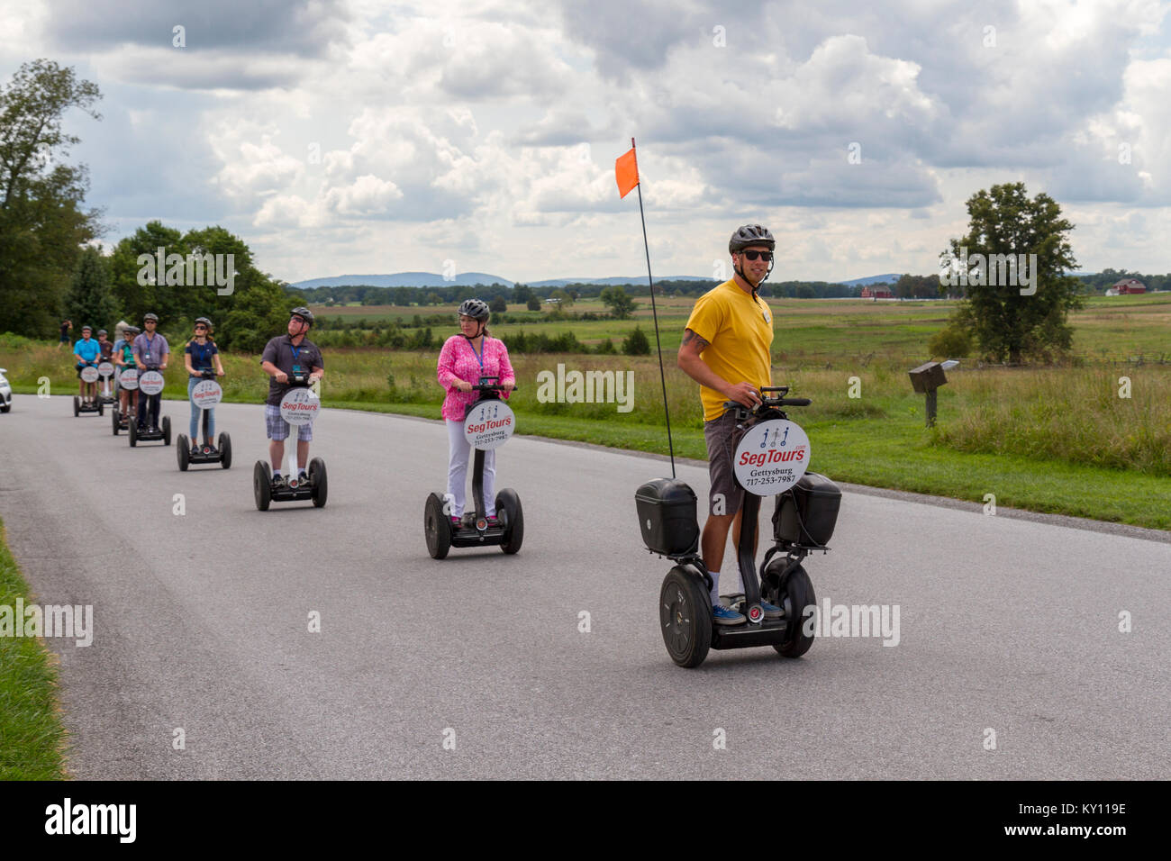 A line of tourists on Segways (Seg Tours) Gettysburg National Military ...