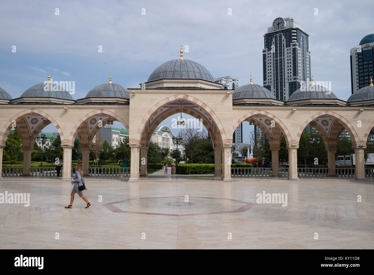 The courtyard of Akhmad Kadyrov Mosque in Grozny, Chechnya, Islam in ...