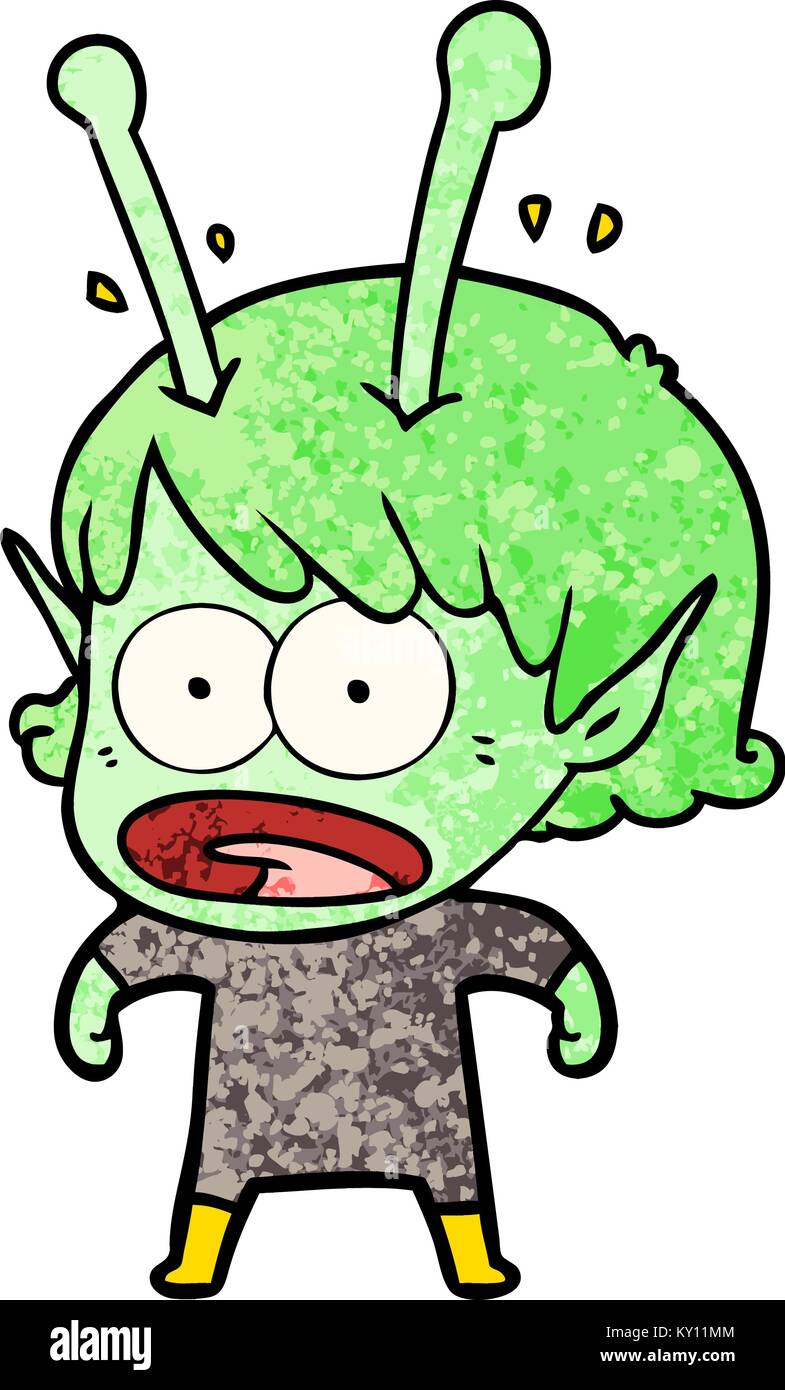 cartoon shocked alien girl Stock Vector Image & Art - Alamy