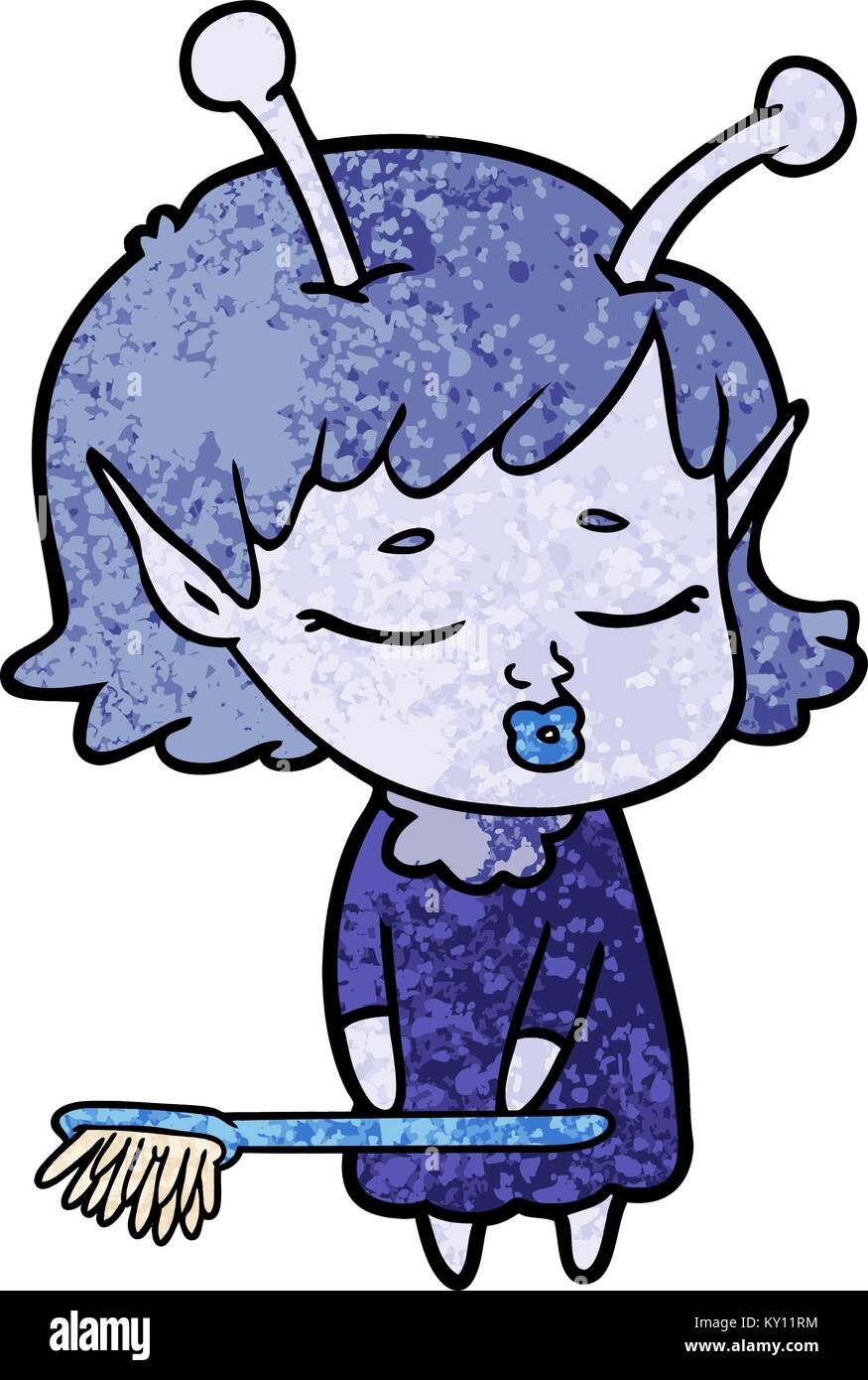 cute alien girl cartoon cleaning Stock Vector Image & Art - Alamy