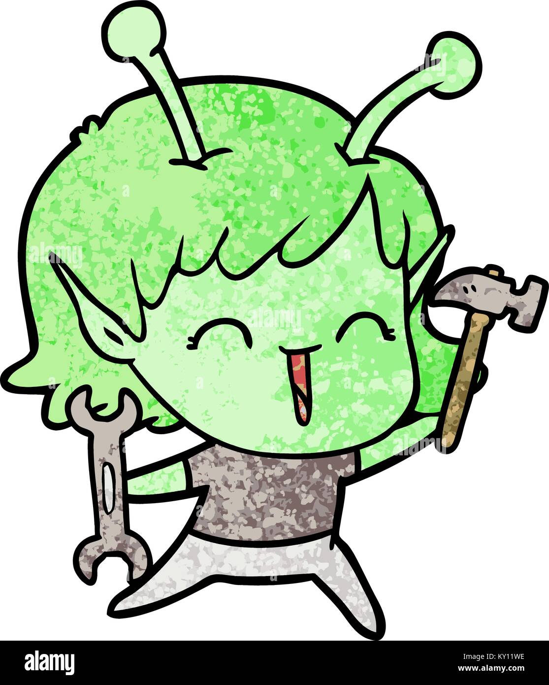 cartoon alien mechanic girl Stock Vector Image & Art - Alamy