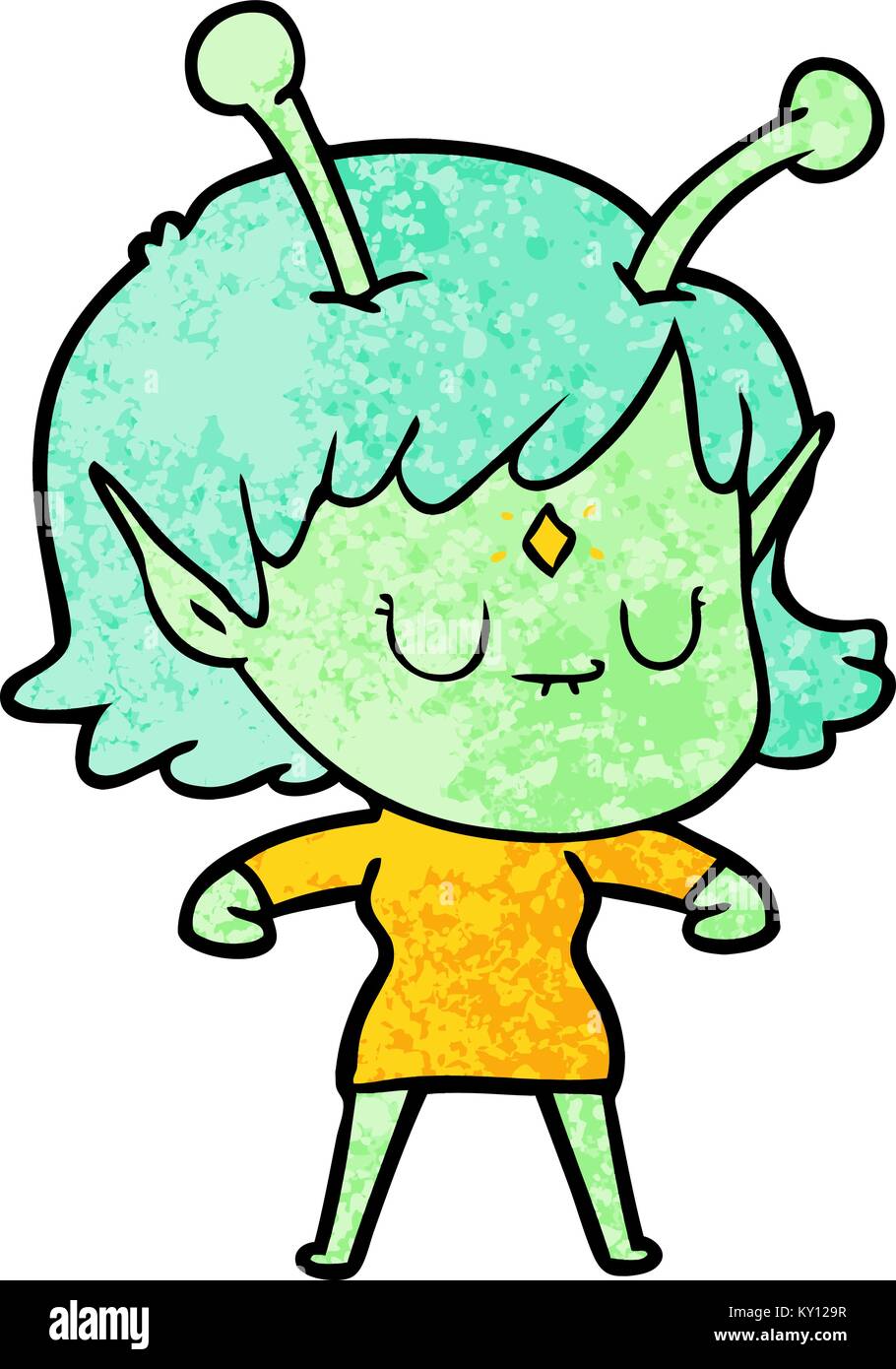 cartoon alien girl Stock Vector Image & Art - Alamy