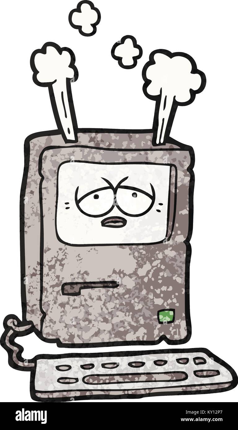 cartoon tired computer overheating Stock Vector Image & Art - Alamy