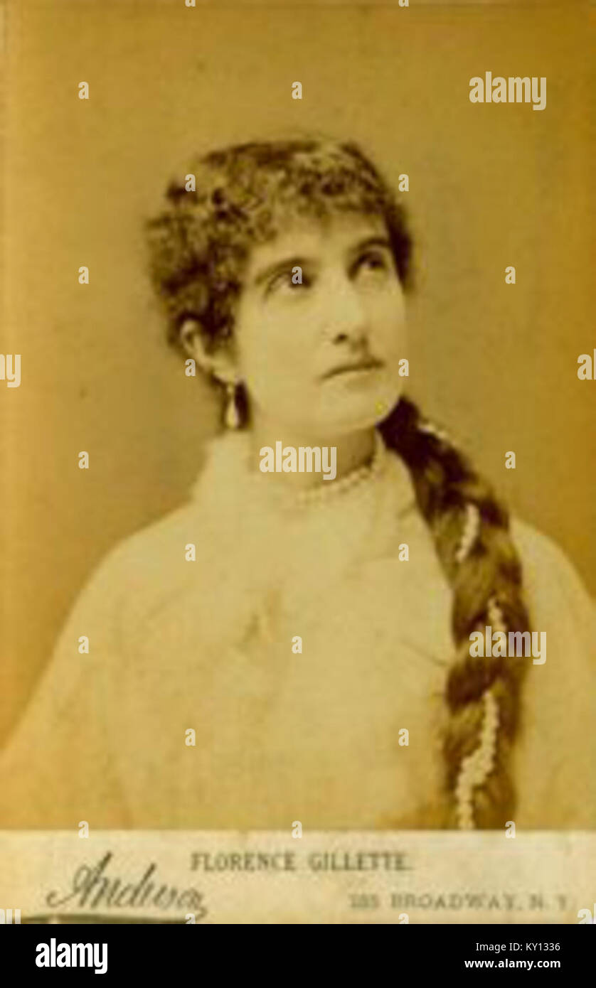 A portrait of Florence Gillette from the 1870s, likely a photograph ...