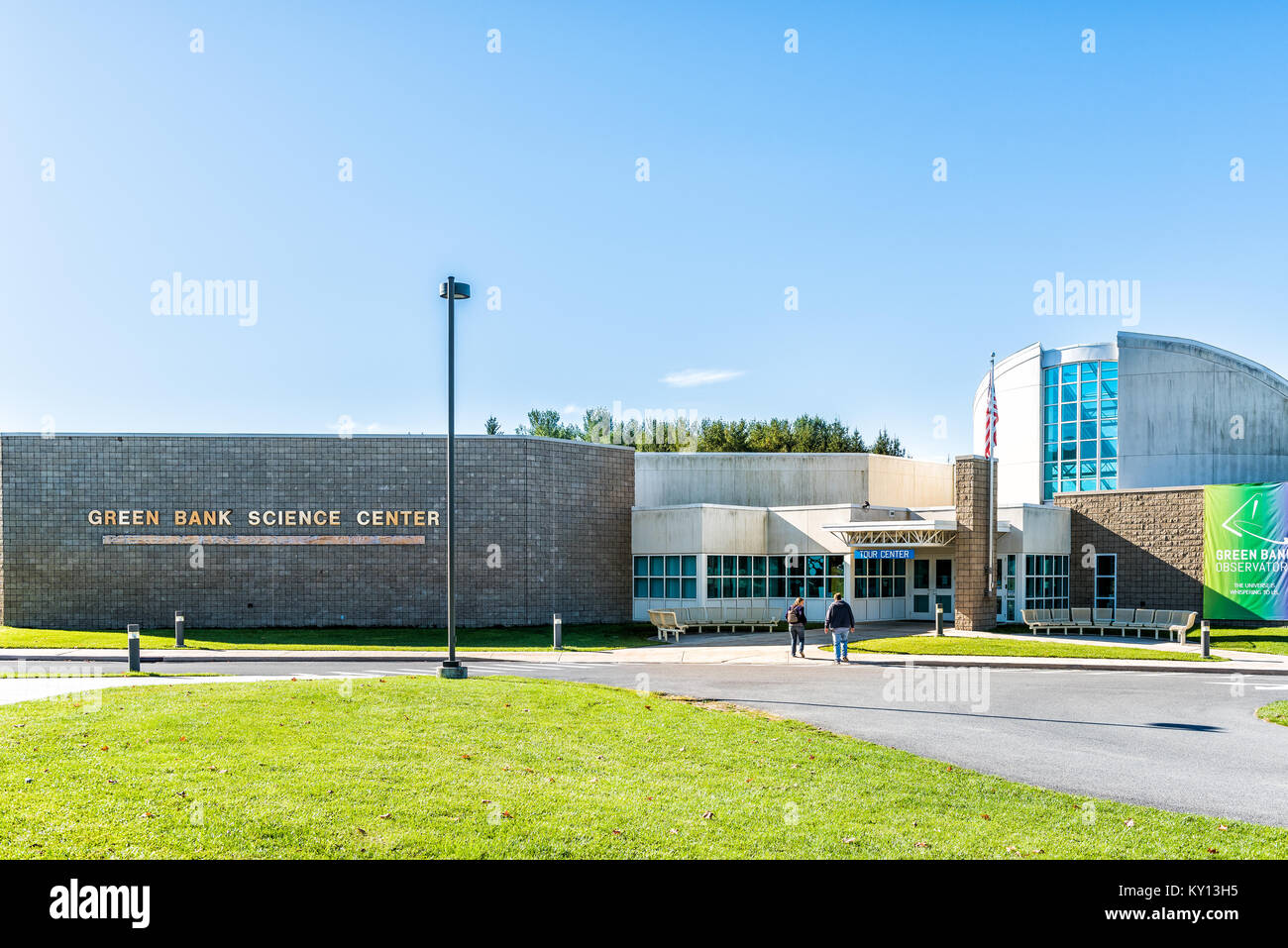 Green Bank, USA - October 18, 2017: Sign for Green Bank radio Telescope ...