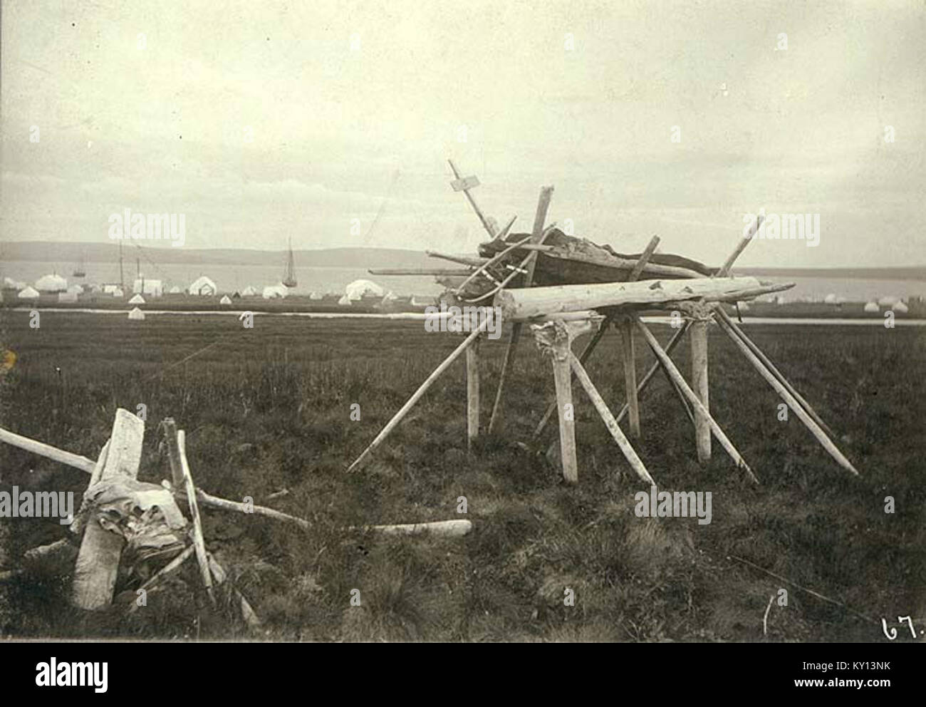 This photograph shows an Eskimo grave near Port Clarence, Alaska, from ...