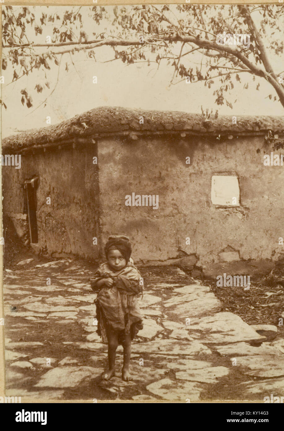 The image titled 'Foreldreløs gutt' (Orphaned boy) by Musch depicts a ...