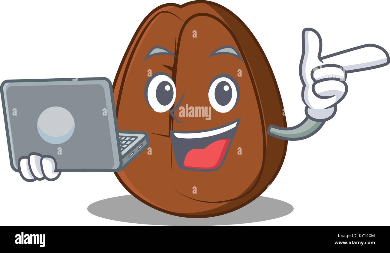 With laptop coffee bean character cartoon Stock Vector Image & Art - Alamy