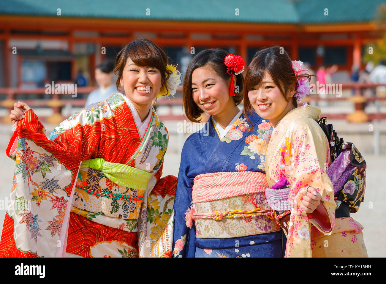 JAPAN - NOVEMBER 22 2015: Beautiful Japanese ladies in traditional ...