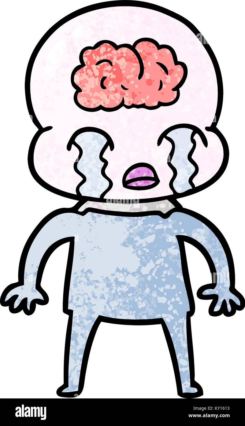 cartoon big brain alien crying Stock Vector Image & Art - Alamy