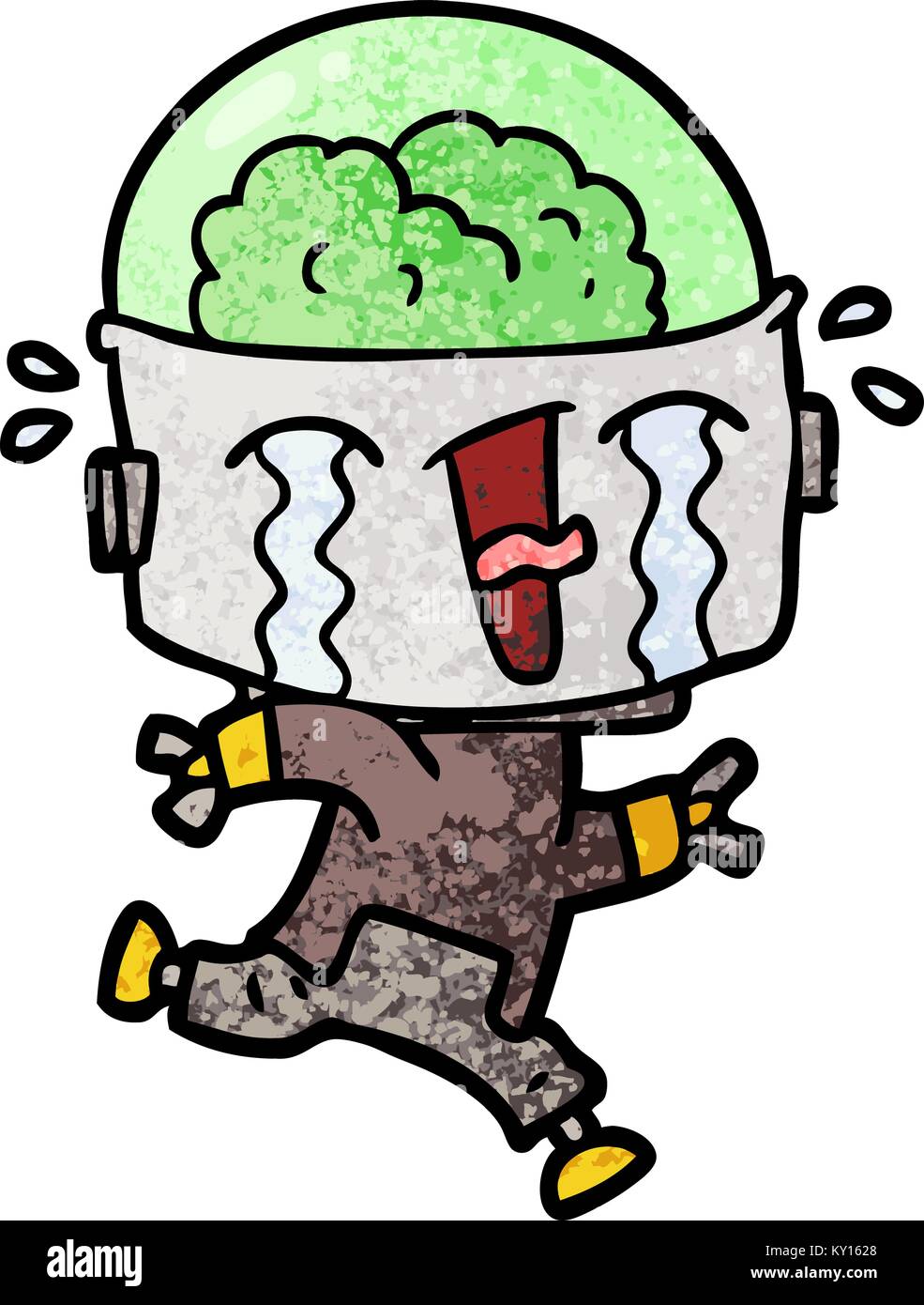 cartoon crying robot running Stock Vector Image & Art - Alamy