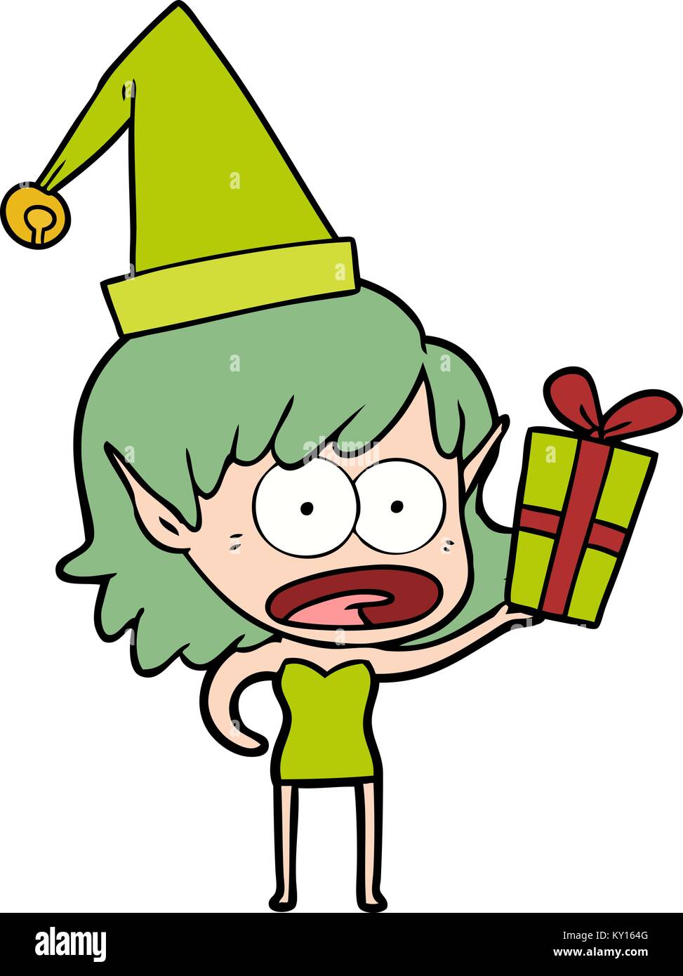 cartoon shocked christmas elf girl Stock Vector Image & Art - Alamy