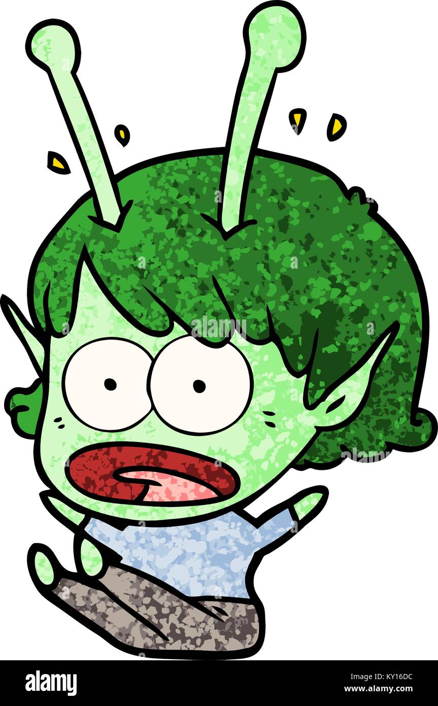 cartoon shocked alien girl Stock Vector Image & Art - Alamy