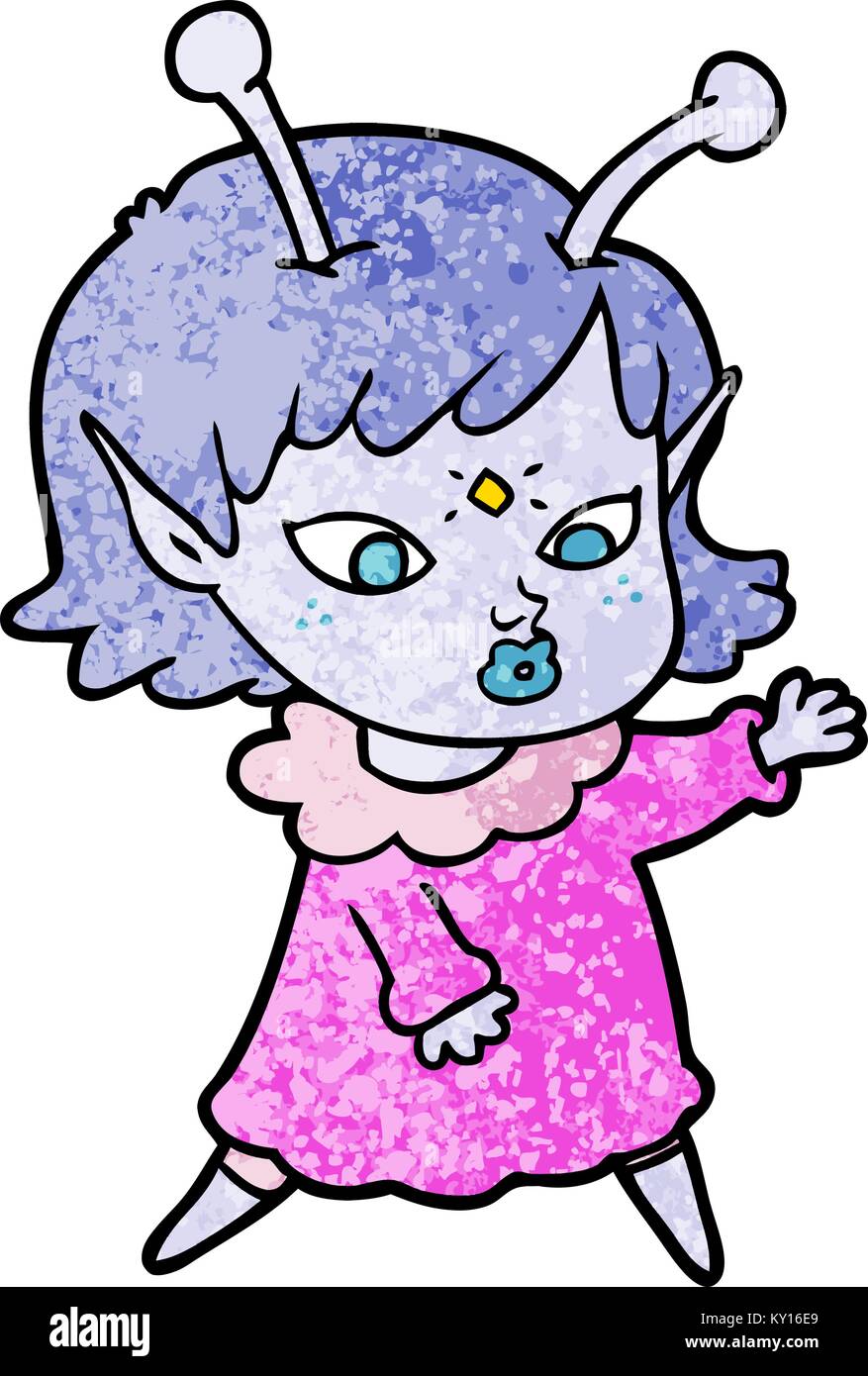 pretty cartoon alien girl Stock Vector Image & Art - Alamy