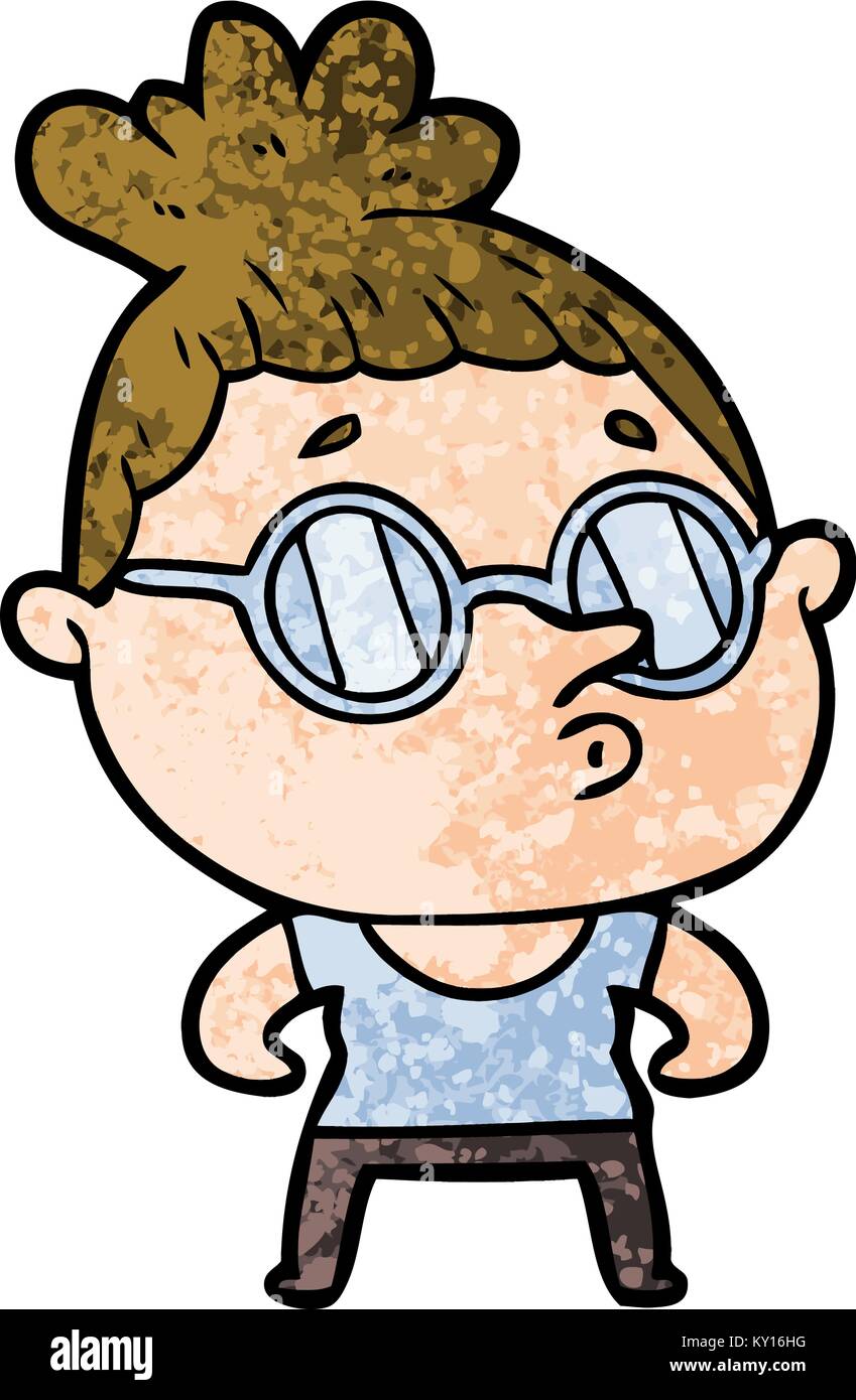 cartoon woman wearing glasses Stock Vector Image & Art - Alamy