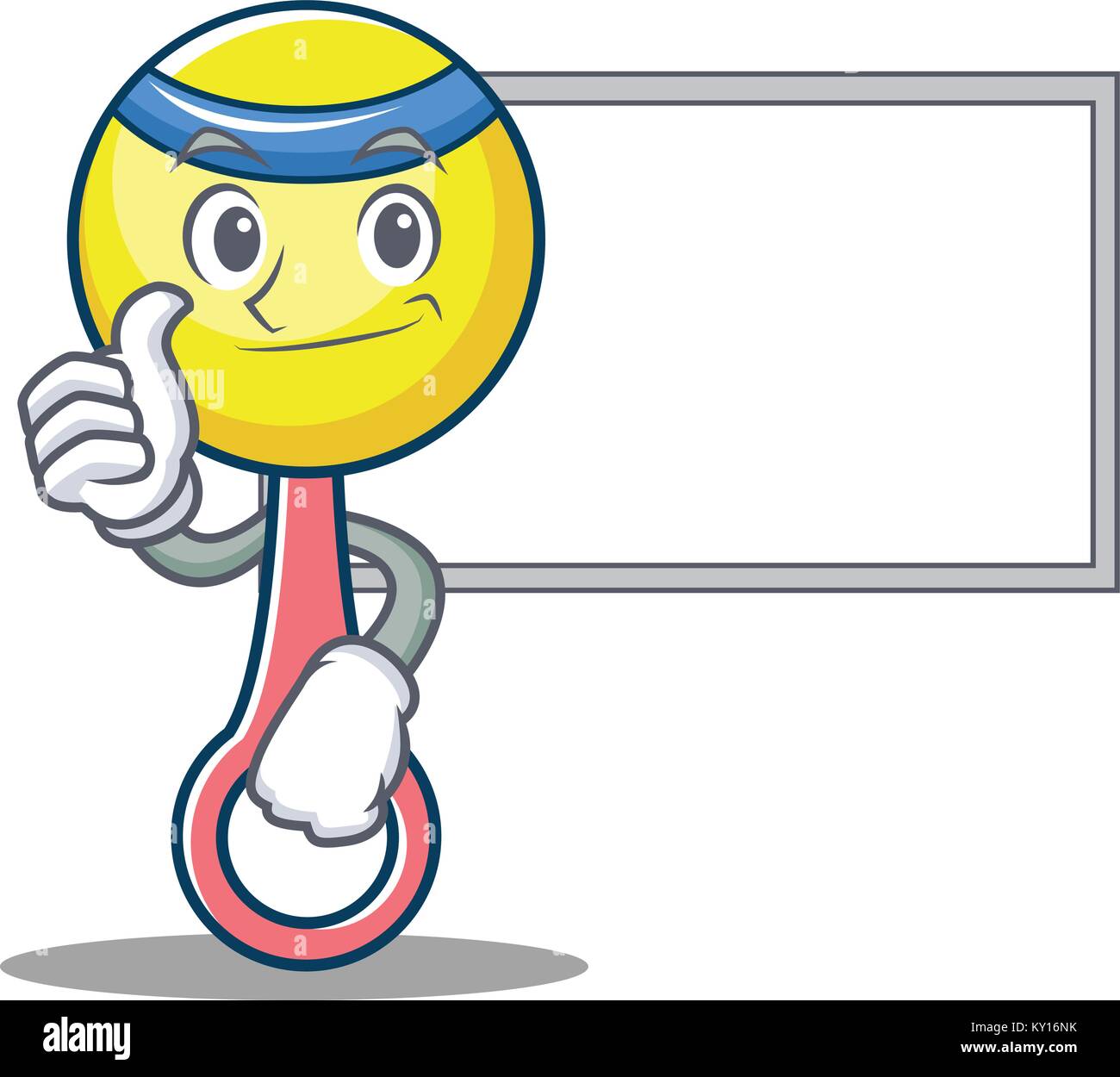 Thumbs up with board rattle toy character cartoon Stock Vector Image ...