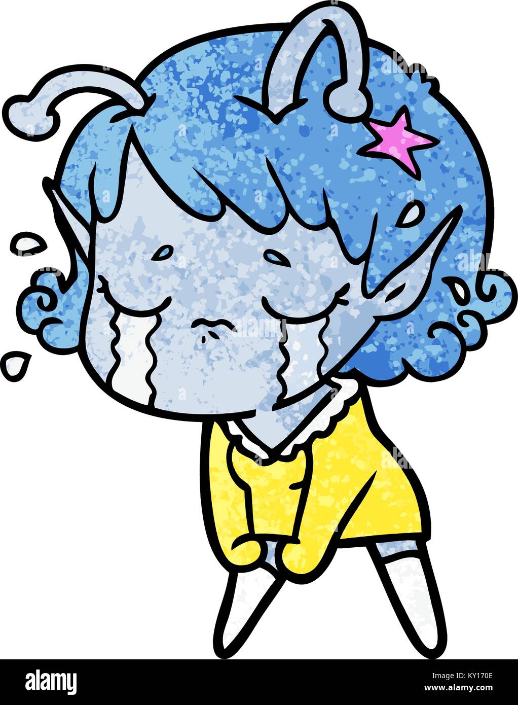 cartoon crying alien girl Stock Vector Image & Art - Alamy