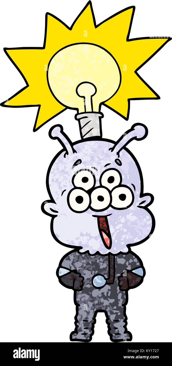 happy cartoon alien with idea Stock Vector Image & Art - Alamy