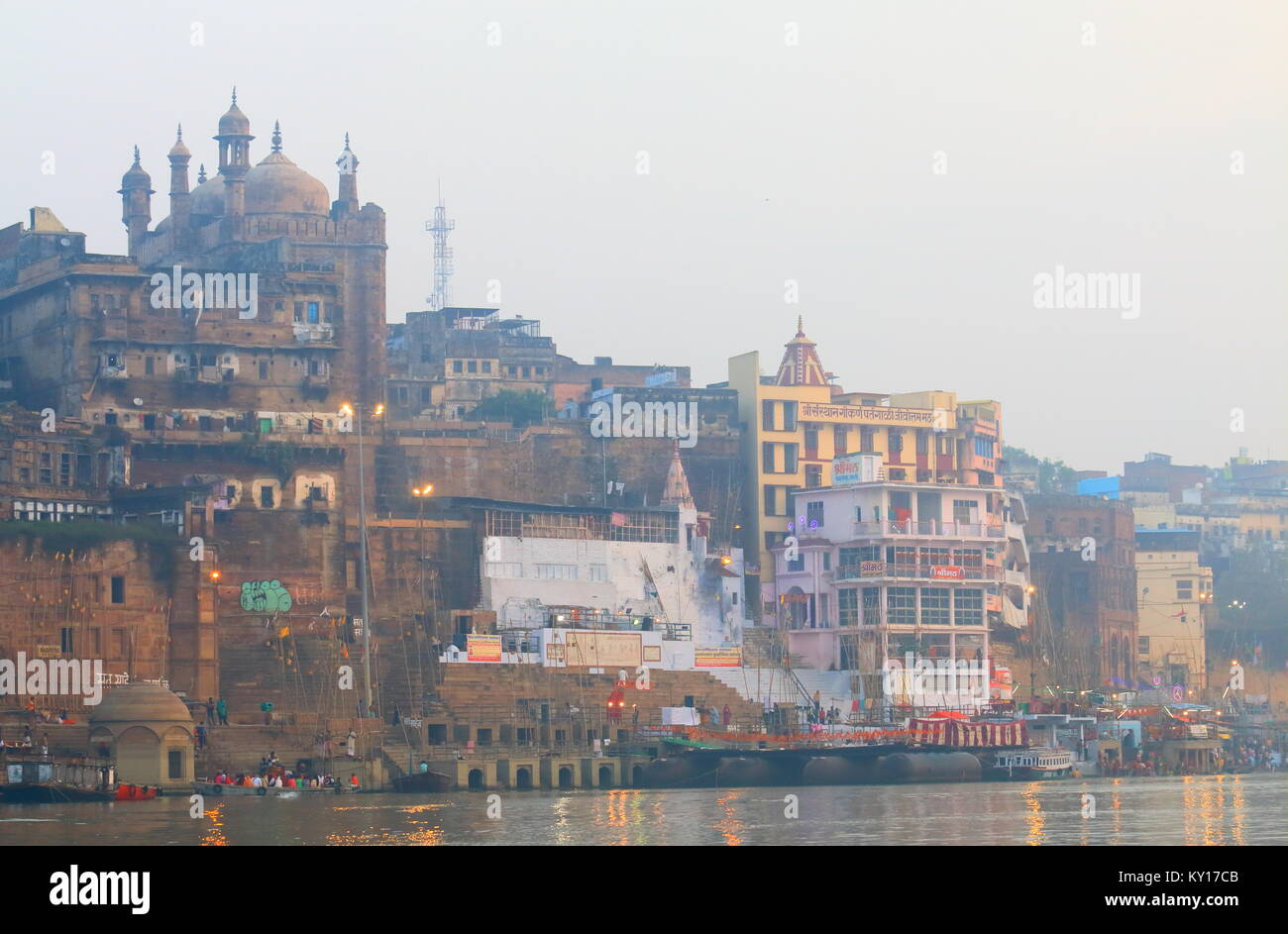 People visit Ganges river ghat in Varanasi India Stock Photo - Alamy