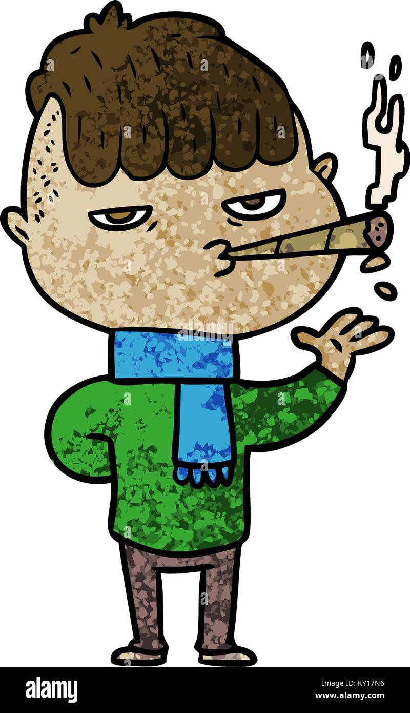 Man Smoking Cigarette Cartoon Illustration High Resolution Stock ...
