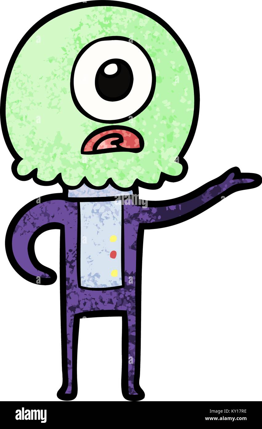 cartoon cyclops alien spaceman explaining Stock Vector Image & Art - Alamy