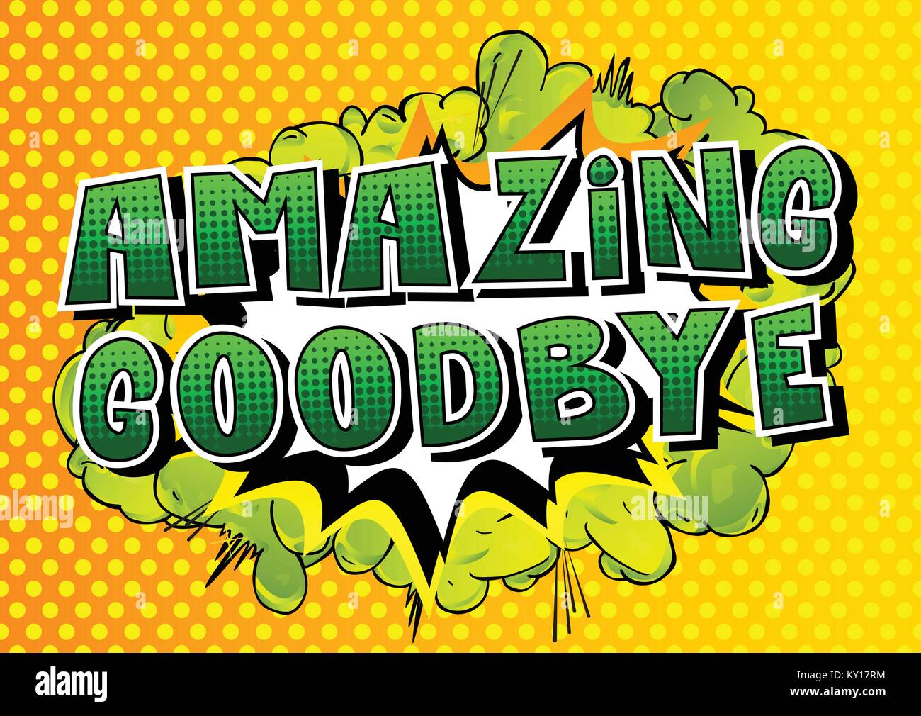 Amazing Goodbye - Comic book style phrase on abstract background Stock ...