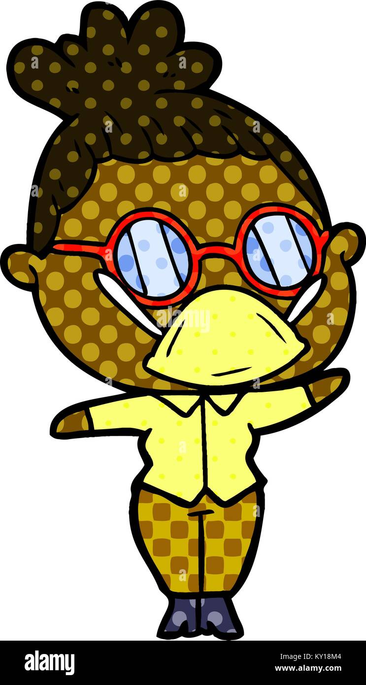cartoon woman wearing spectacles Stock Vector Image & Art - Alamy