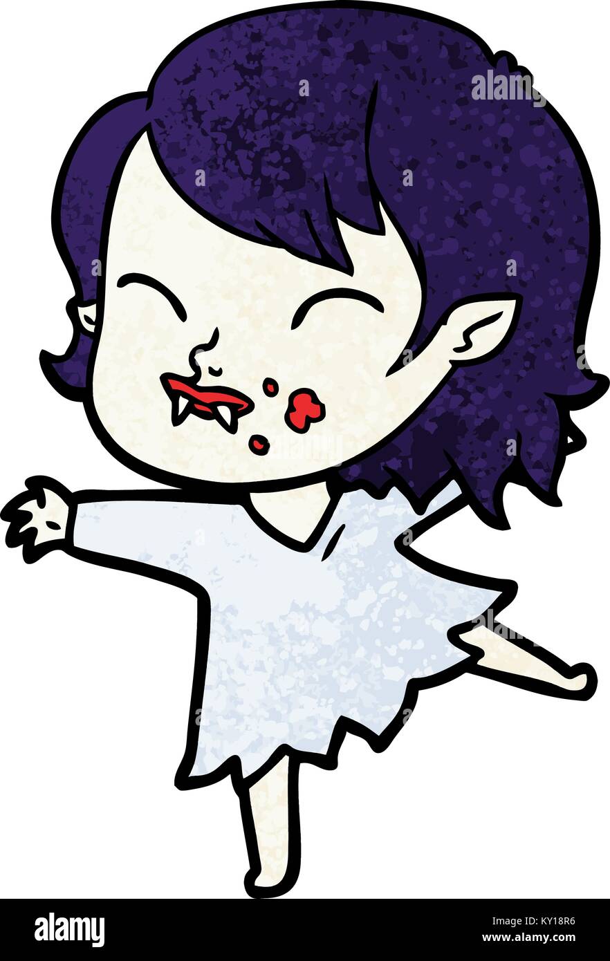 cartoon vampire girl with blood on cheek Stock Vector Image & Art - Alamy