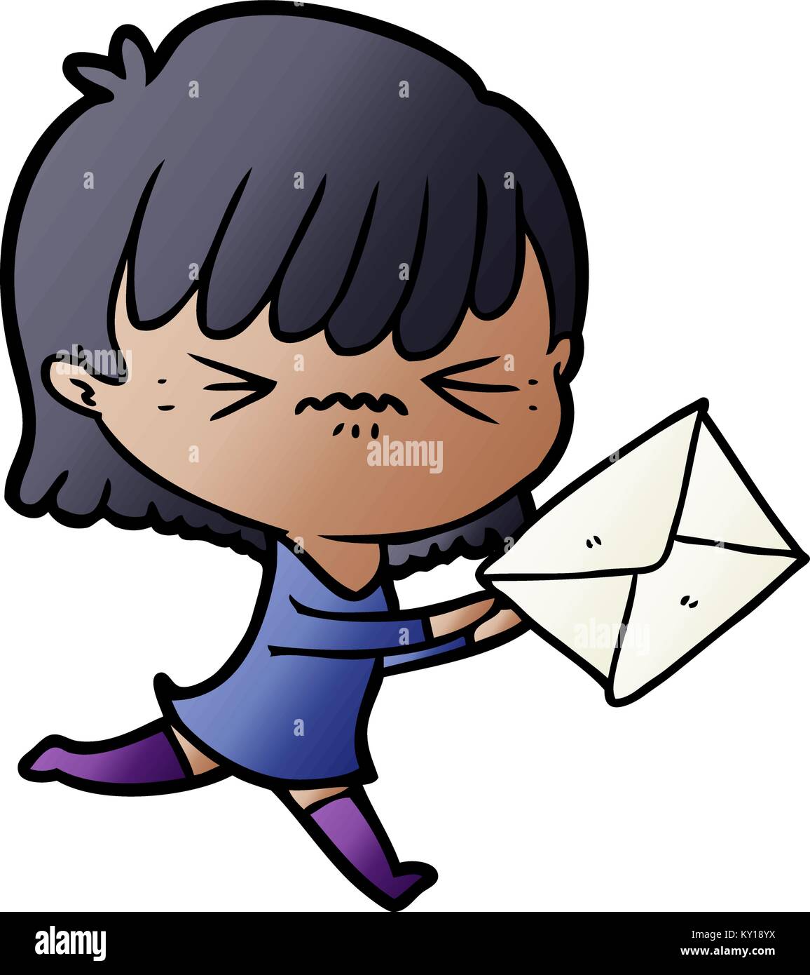 annoyed cartoon girl with letter Stock Vector Image & Art - Alamy