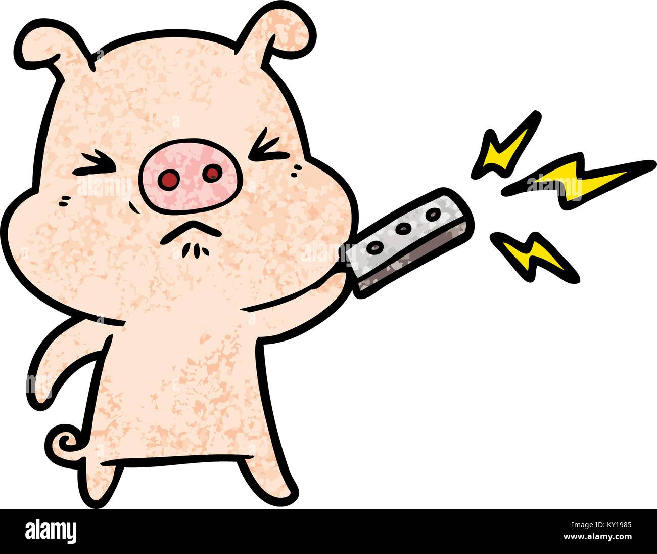 cartoon grumpy pig with remote control Stock Vector Image & Art - Alamy