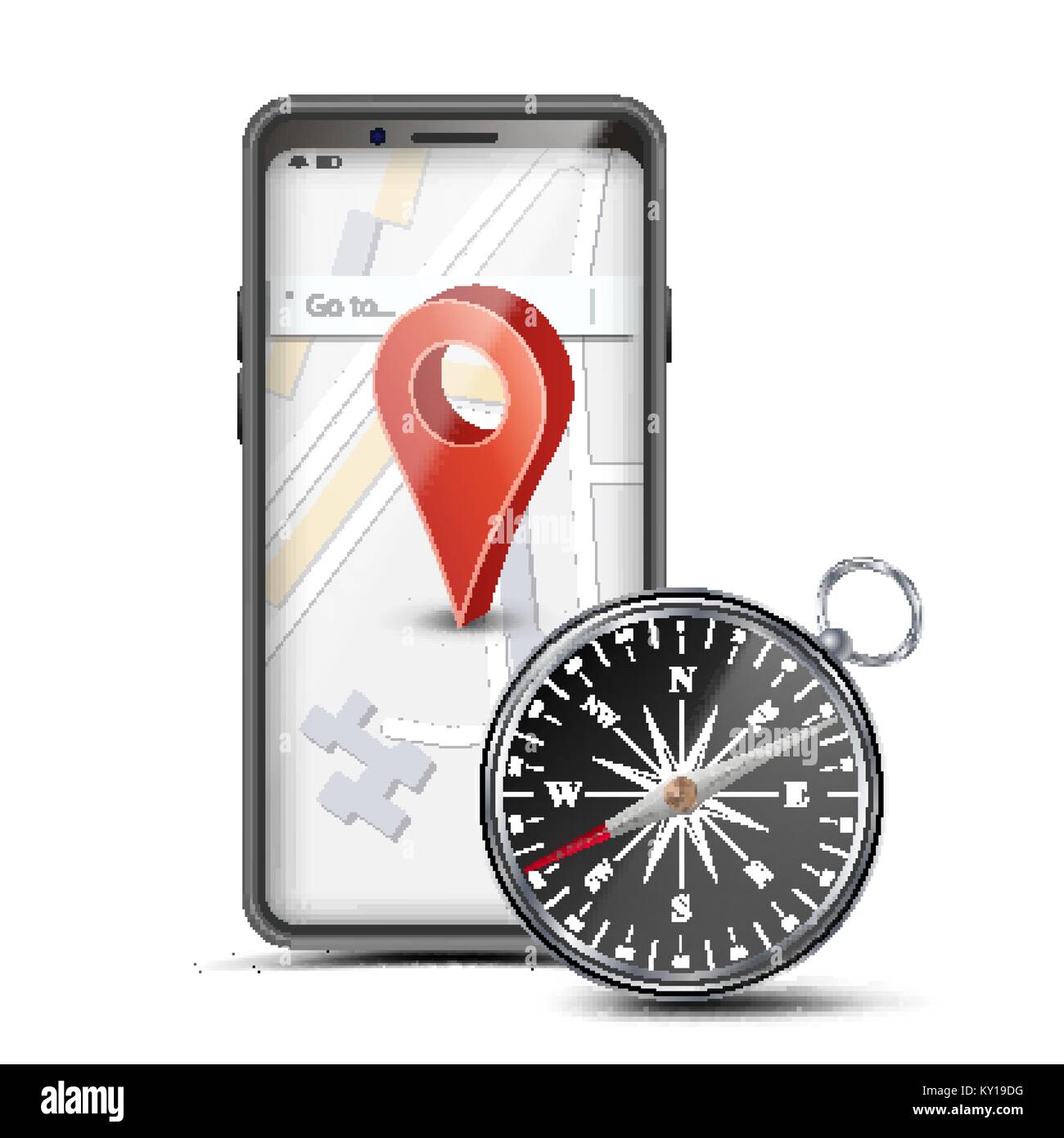 GPS App Concept Vector. Mobile Smart Phone With GPS Map And Navigation ...