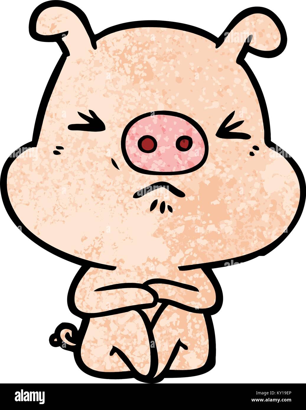 cartoon angry pig sat waiting Stock Vector Image & Art - Alamy