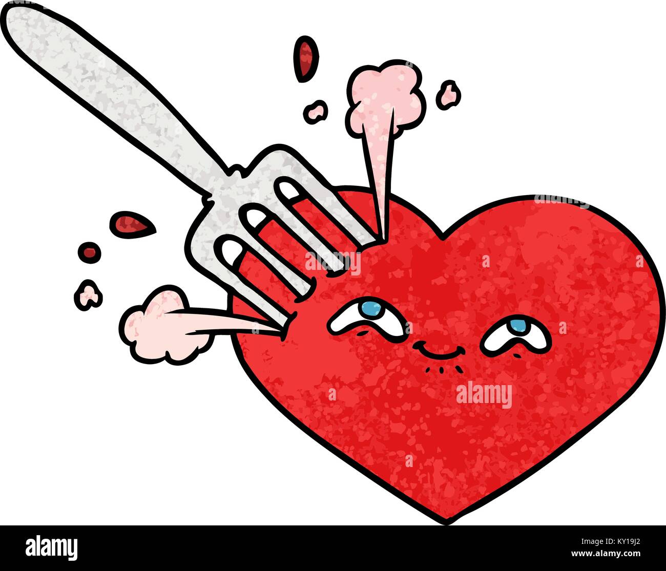 cartoon love heart stuck with fork Stock Vector Image & Art - Alamy