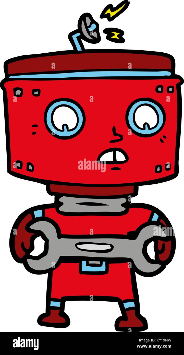 cartoon robot with spanner Stock Vector Image & Art - Alamy