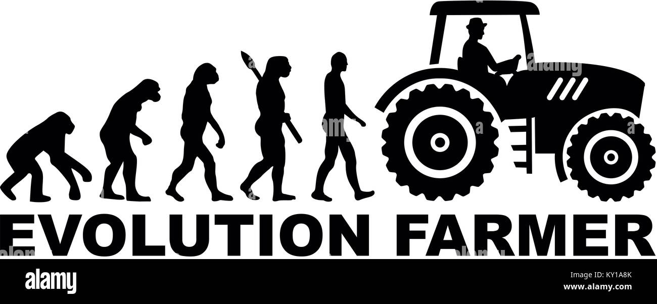 Evolution of a farmer with tractor Stock Photo - Alamy