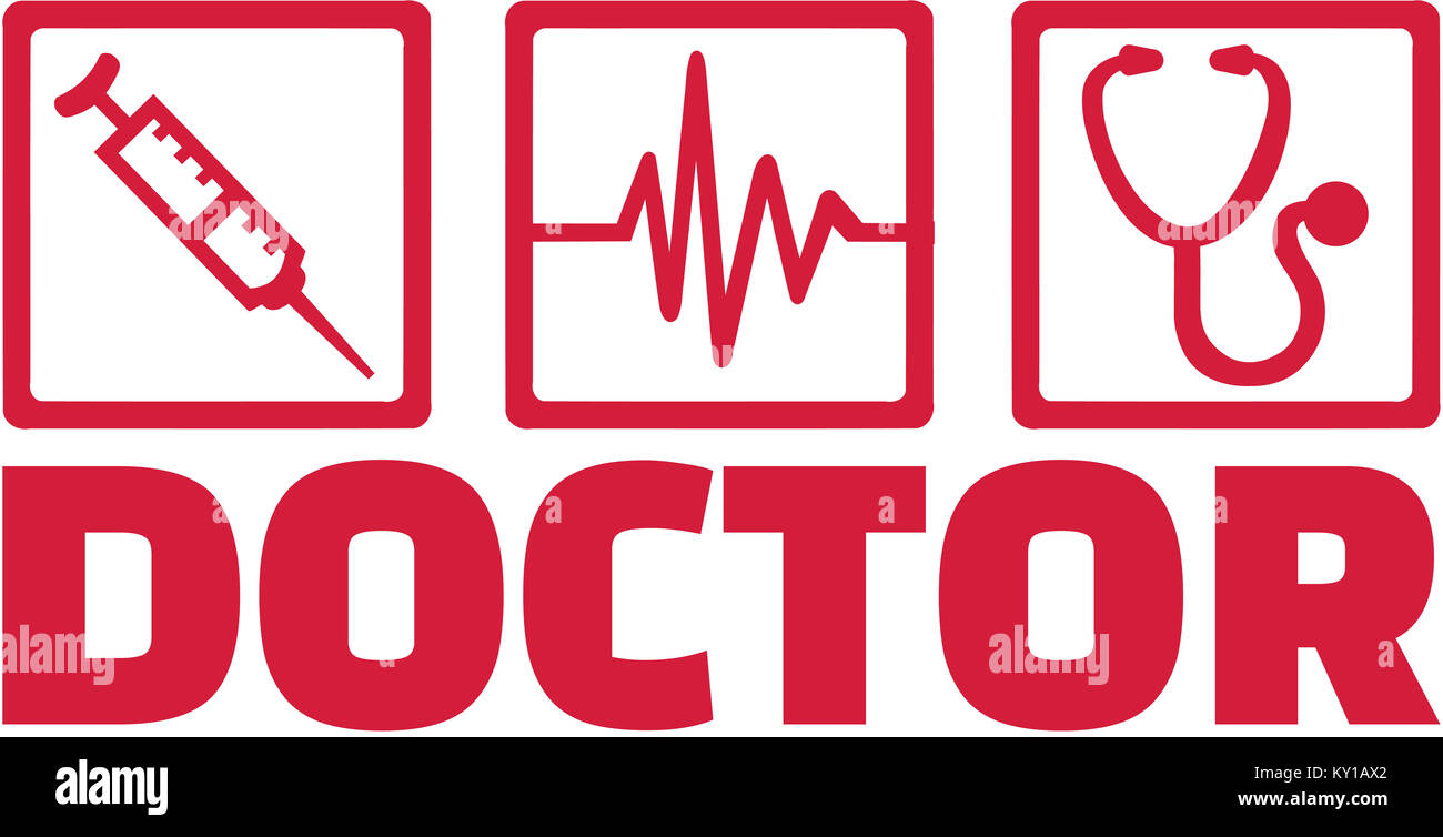 Doctor with medical icons injection cardiac frequence and stethoscope ...